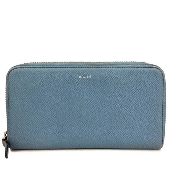Bally | Bags | Bally Blue Leather Zip Around Long Walletk5937 | Poshmark